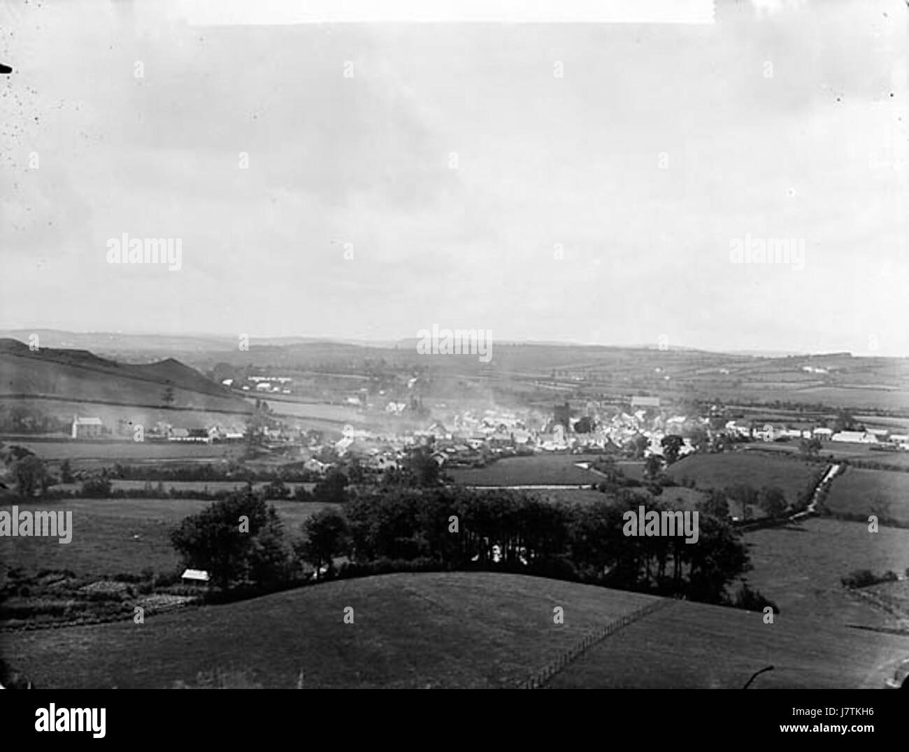 This image depicts the town of Tregaron in Wales, viewed from Castle ...