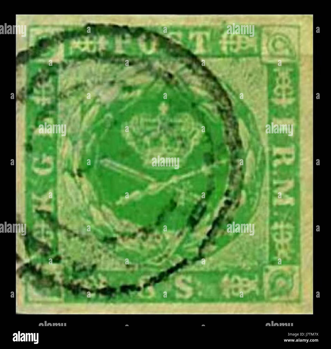 This image refers to a historical document or postal stamp from Denmark ...