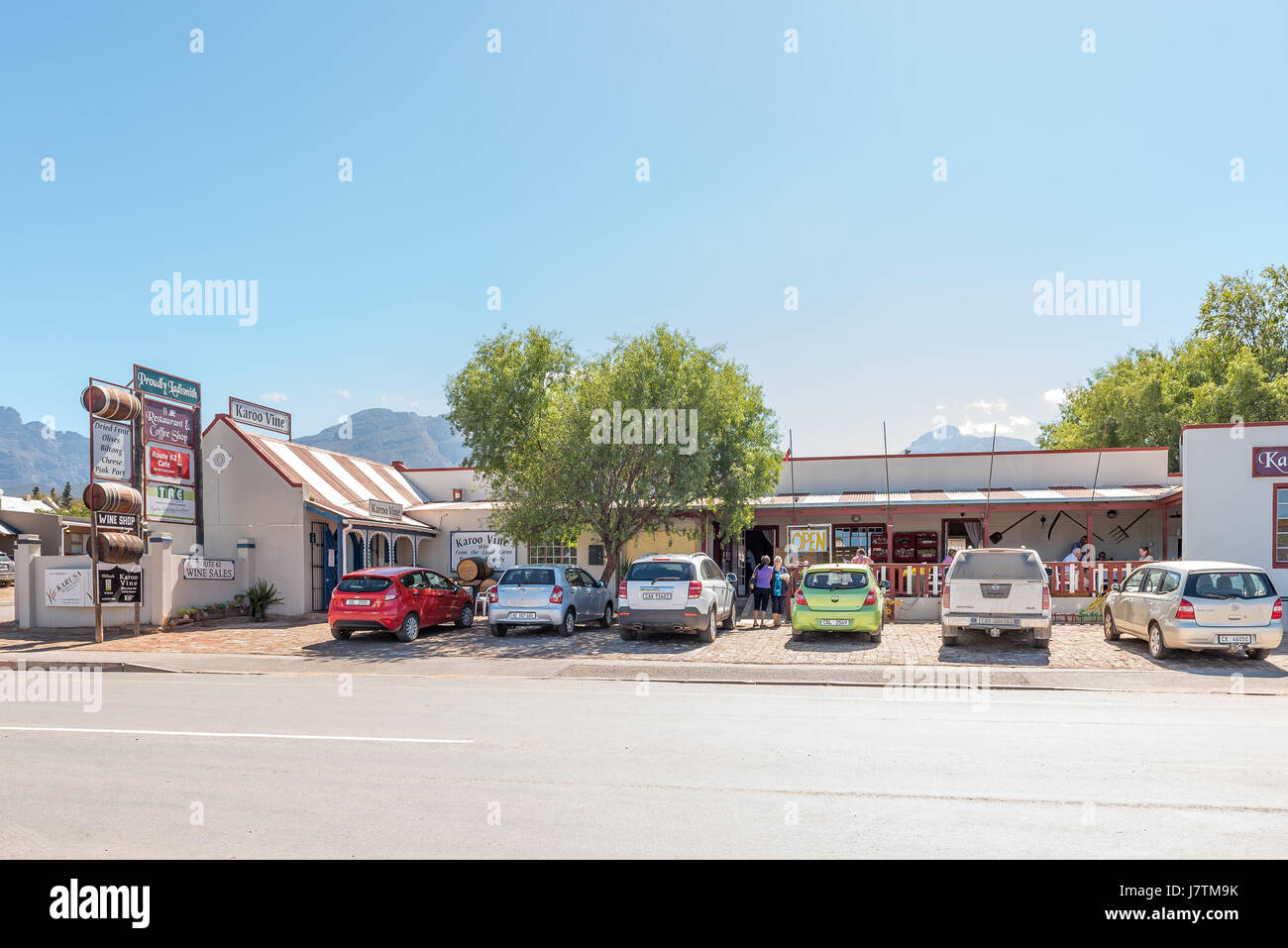 LADISMITH, SOUTH AFRICA - MARCH 25, 2017: A small shopping centre with ...