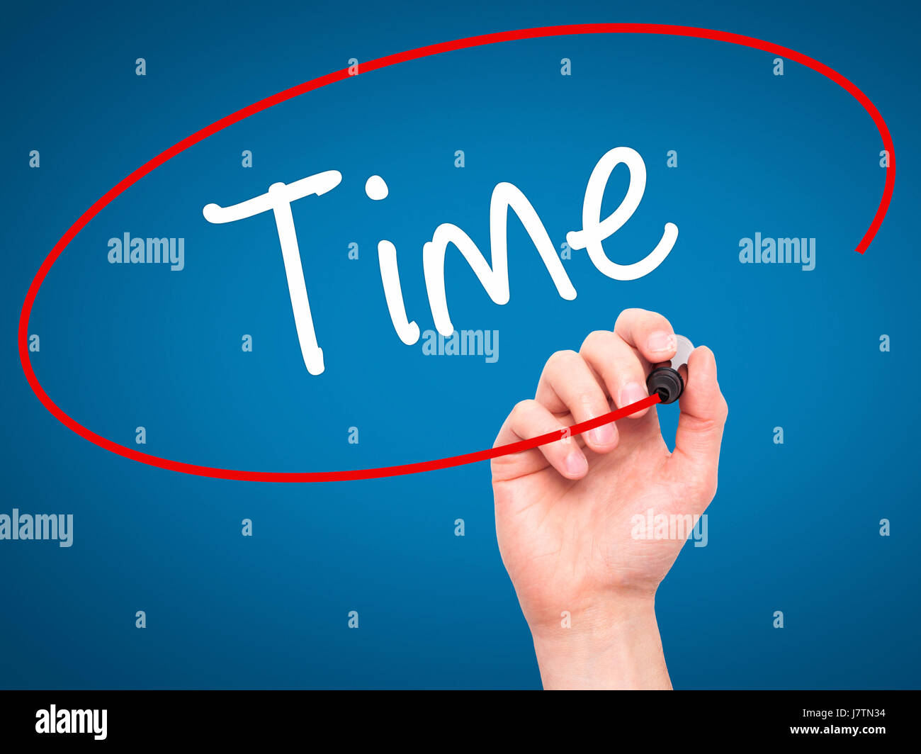 Man Hand writing Time with black marker on visual screen. Isolated on ...