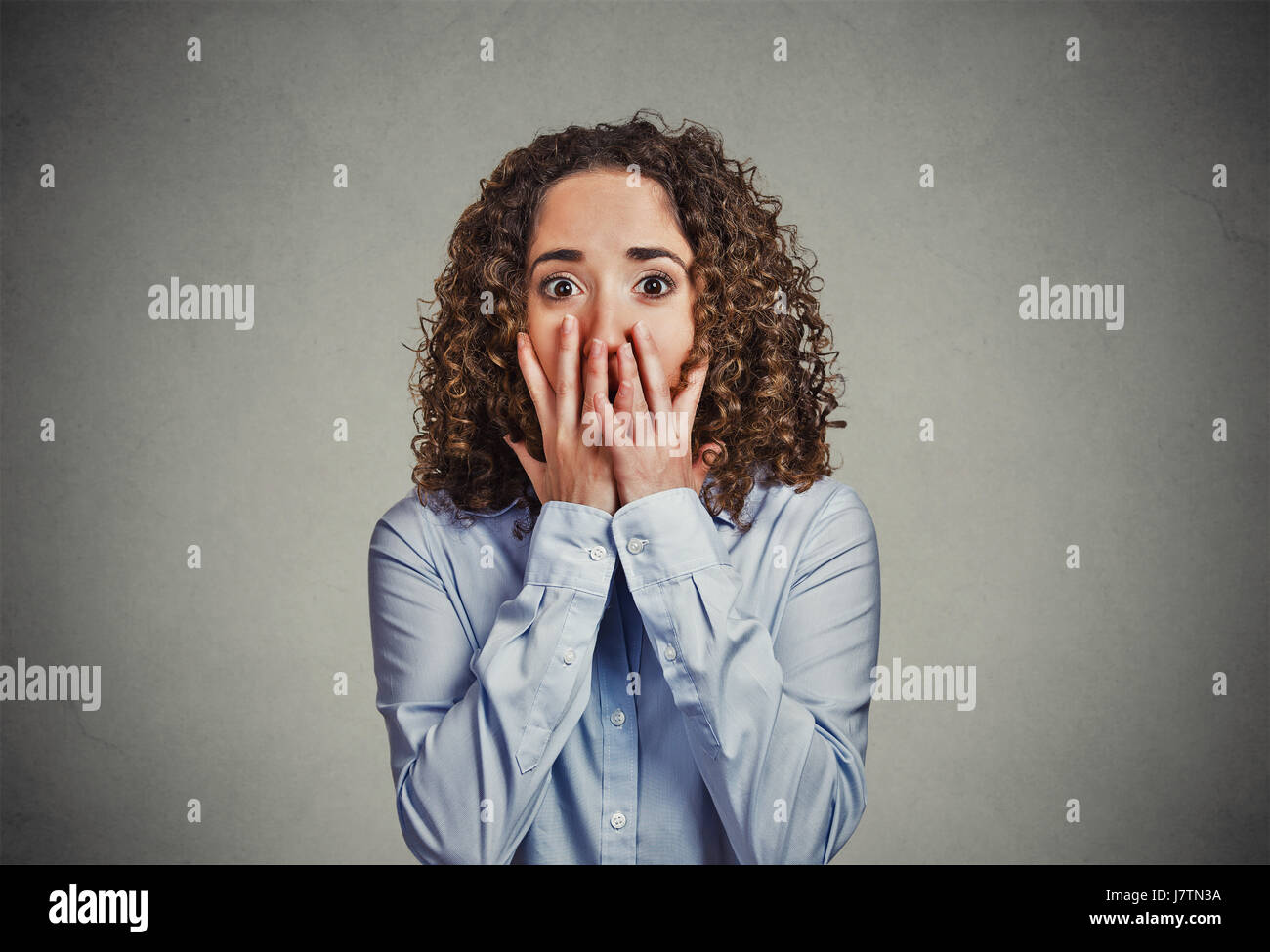 Concerned scared woman Stock Photo - Alamy