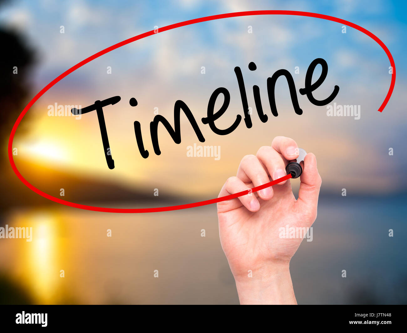 Man Hand writing Timeline with black marker on visual screen. Isolated ...