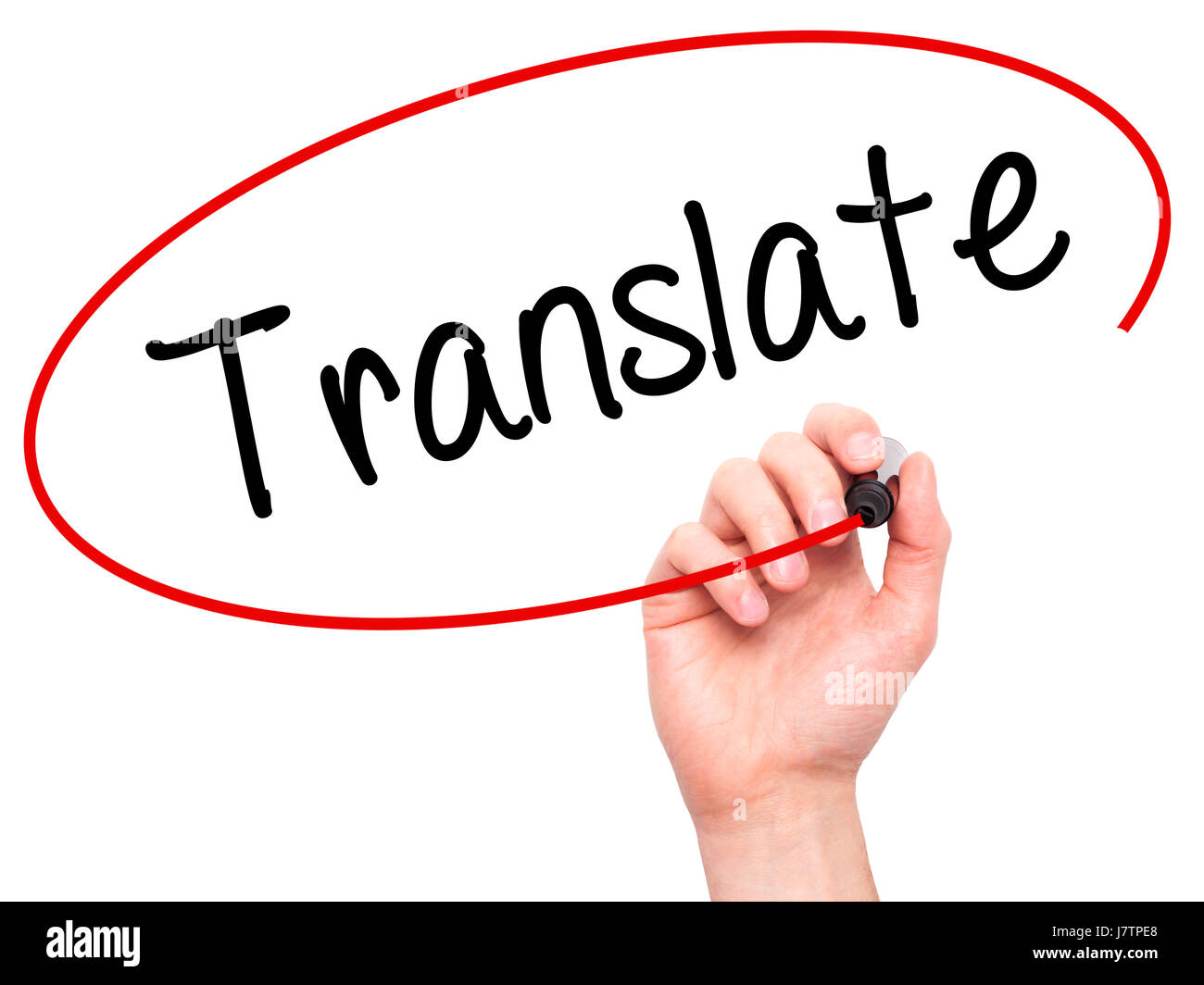 Man Hand writing Translate with black marker on visual screen. Isolated ...