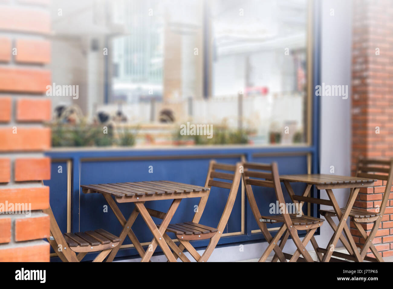 Wooden Furniture Set Of Street Coffee Shop, stock photo Stock Photo - Alamy