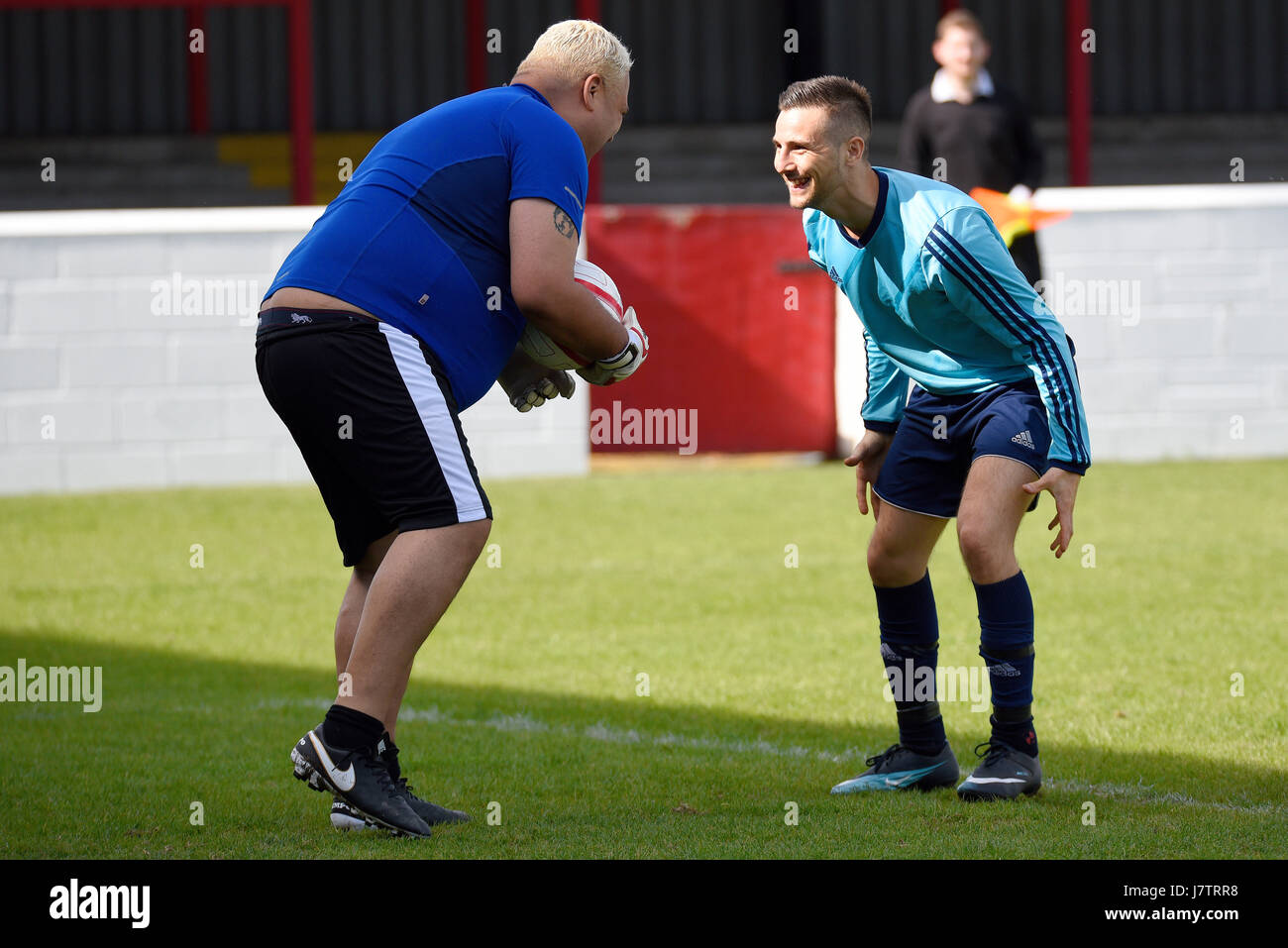 Boxer Charlie Williams and Heavy D playing in a charity football match ...