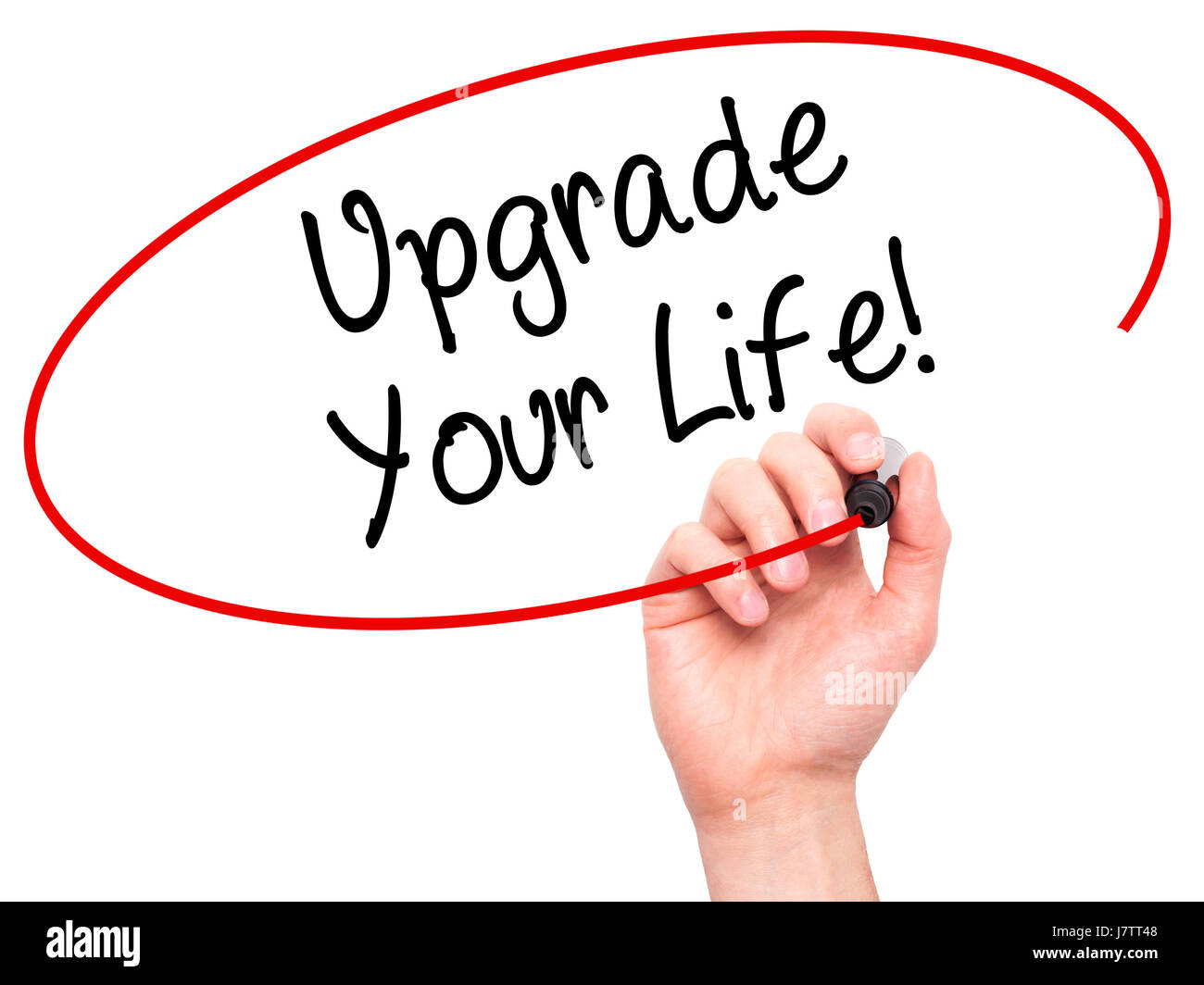 Man Hand writing Upgrade Your Life! with black marker on visual screen ...