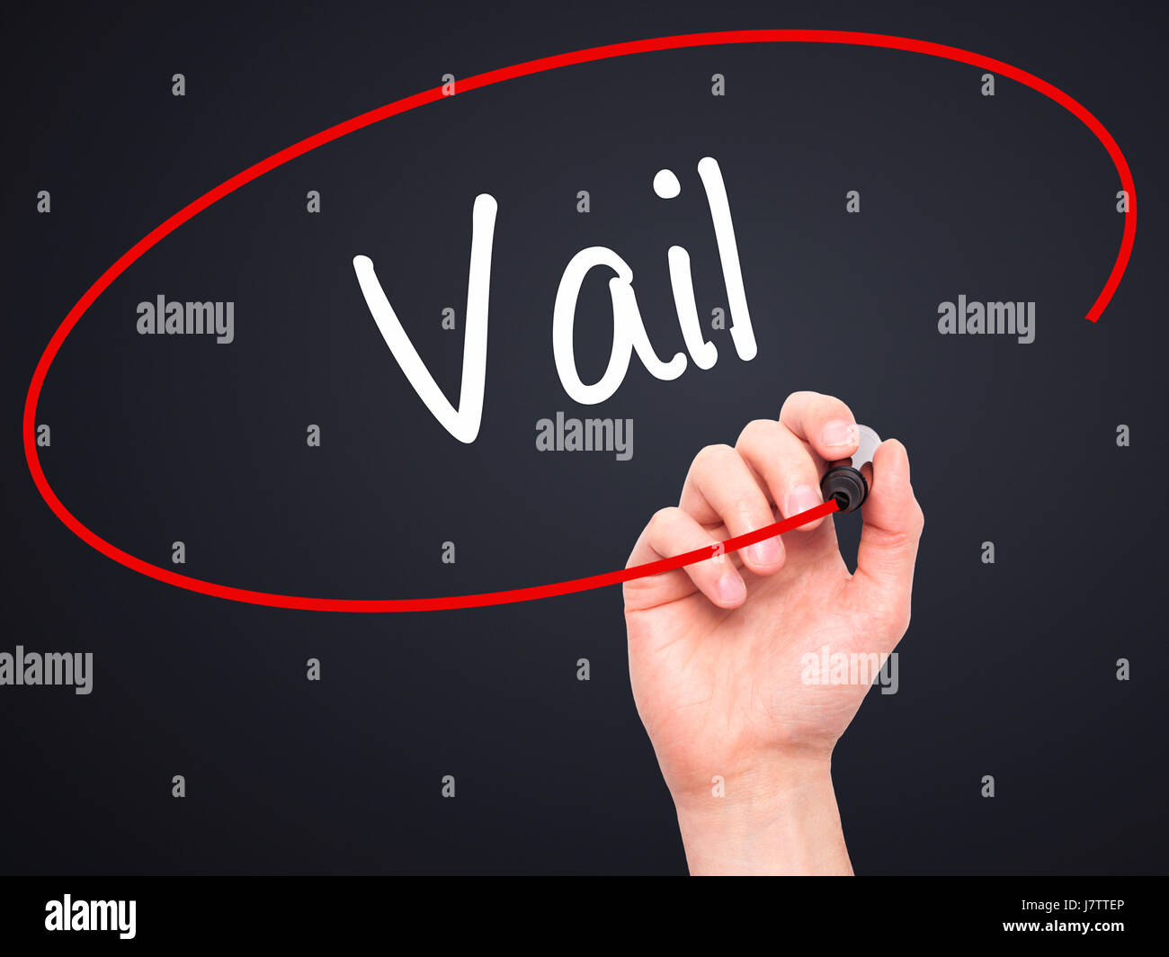 Man Hand writing Vail with black marker on visual screen. Isolated on ...