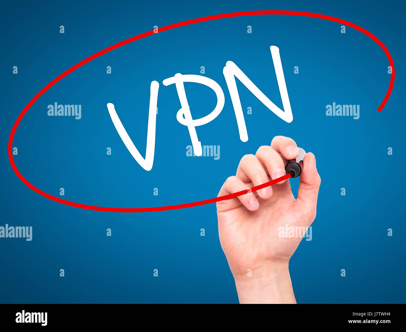 Man Hand writing VPN (Virtual Private Network) with black marker on ...