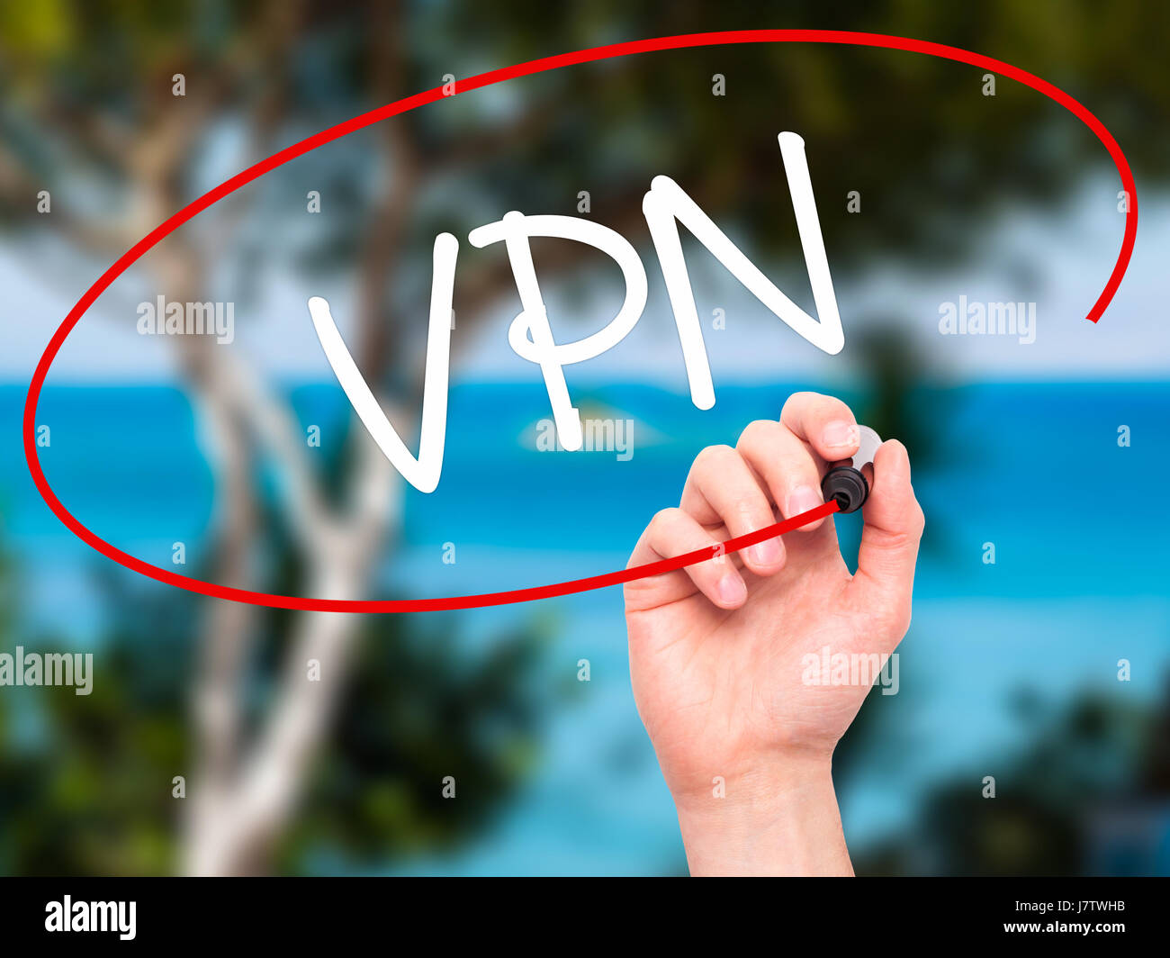 Man Hand writing VPN (Virtual Private Network) with black marker on ...
