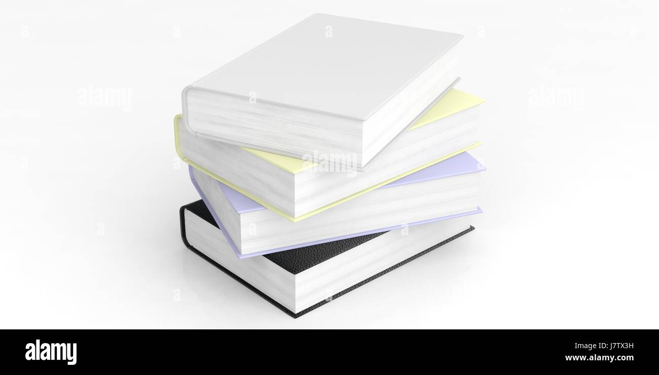 Blank books stack isolated on white background. 3d illustration Stock ...