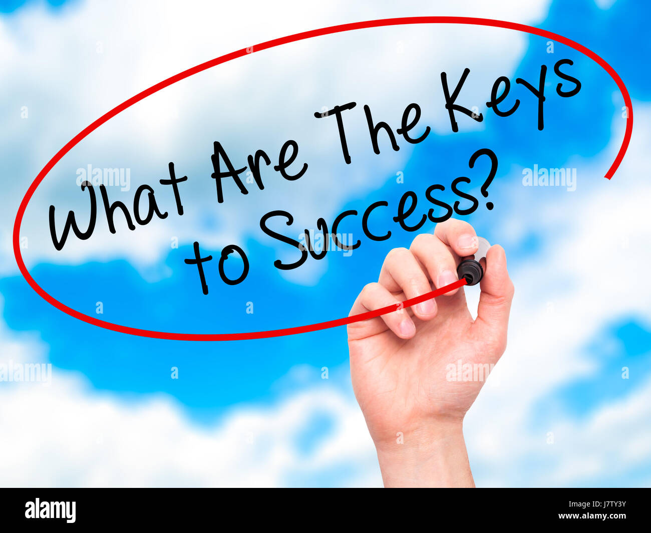 Man Hand writing What Are The Keys to Success? with black marker on ...
