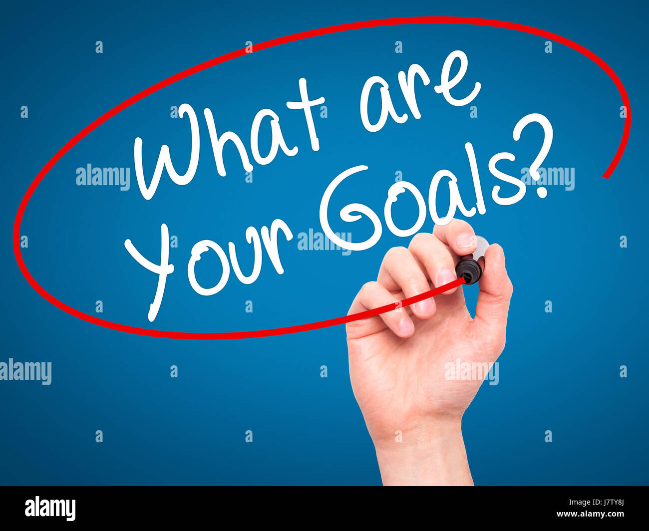 Man Hand writing What are Your Goals? with black marker on visual ...