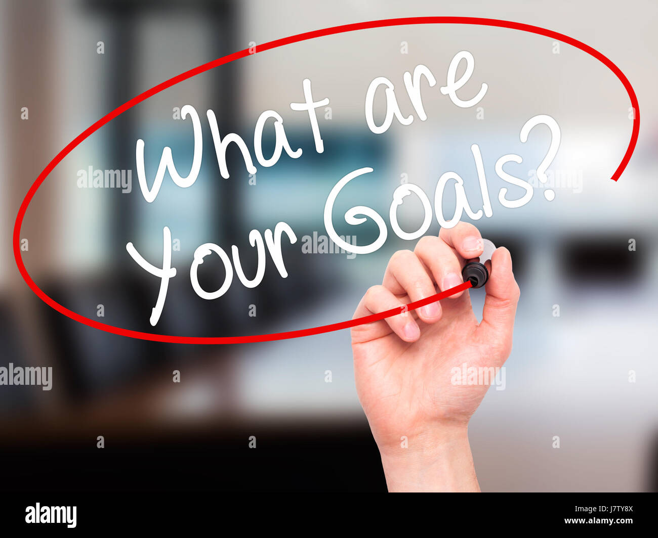 Man Hand writing What are Your Goals? with black marker on visual ...