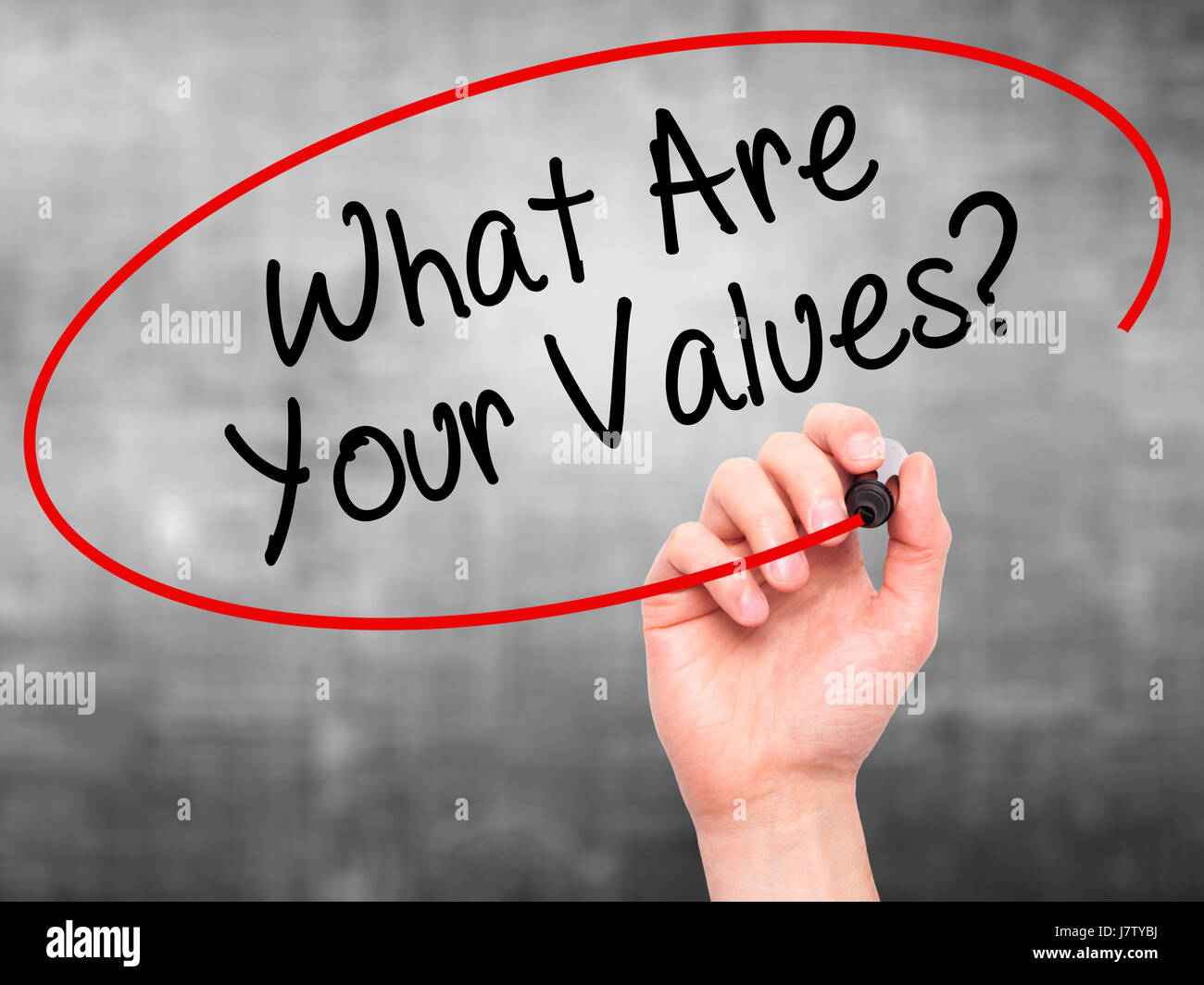 Man Hand writing What Are Your Values? with black marker on visual ...