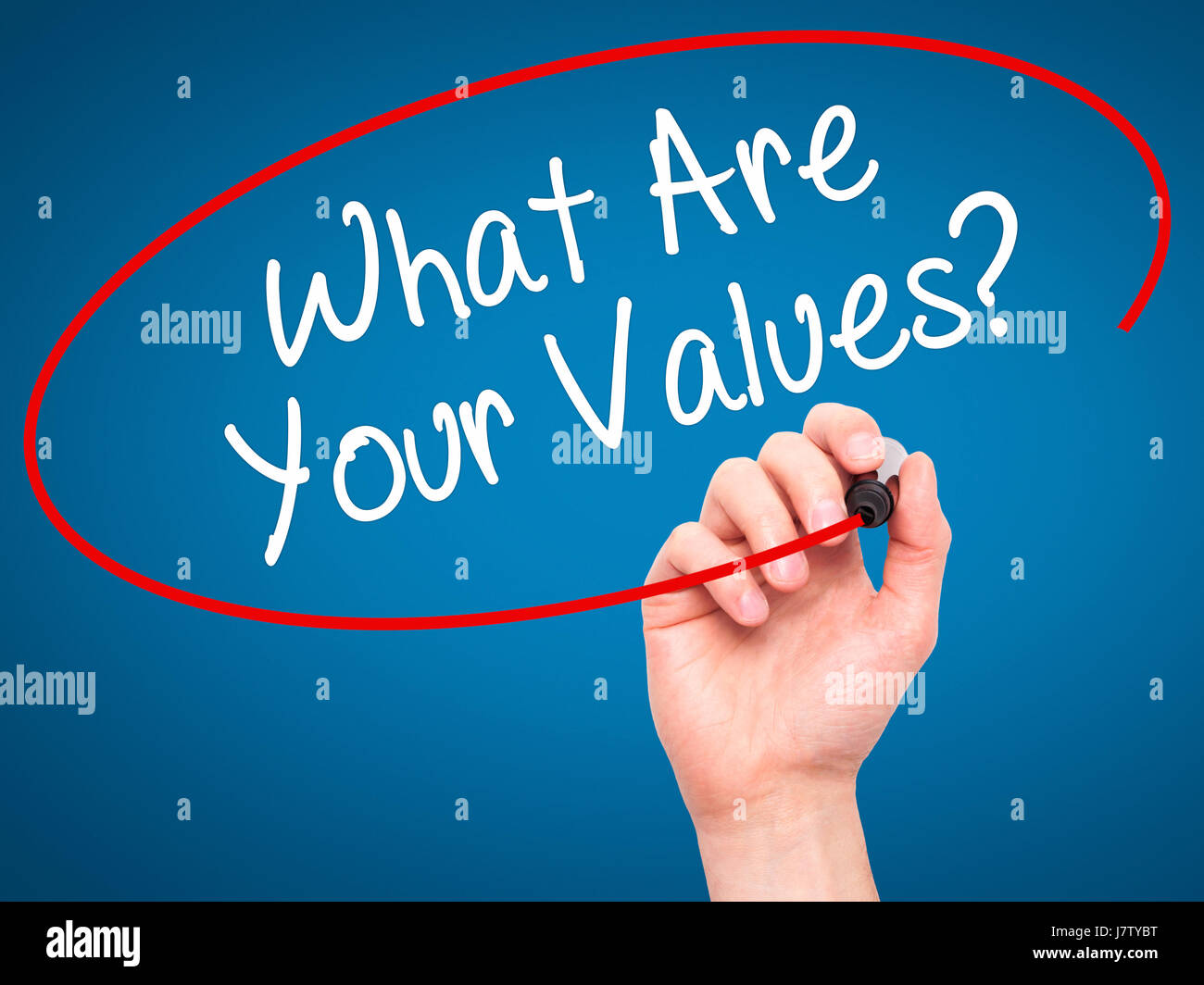 Man Hand writing What Are Your Values? with black marker on visual ...
