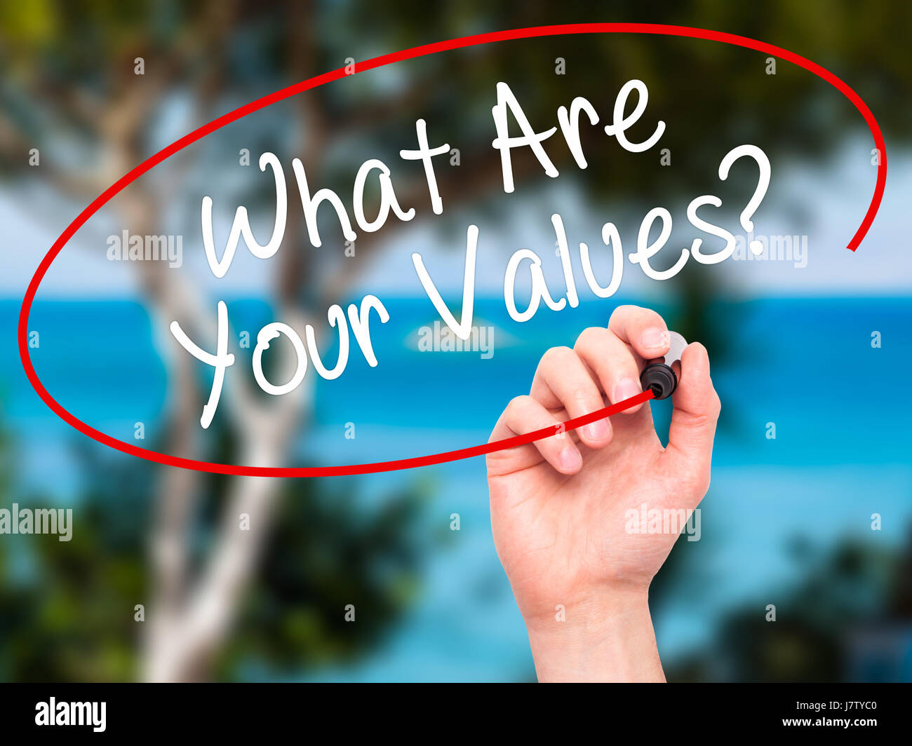 Man Hand writing What Are Your Values? with black marker on visual ...