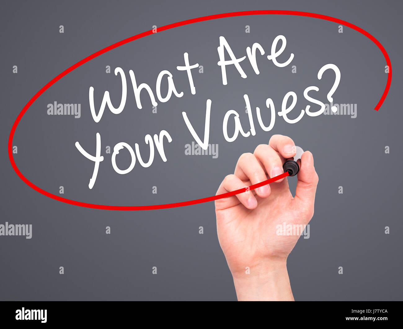 Man Hand writing What Are Your Values? with black marker on visual ...