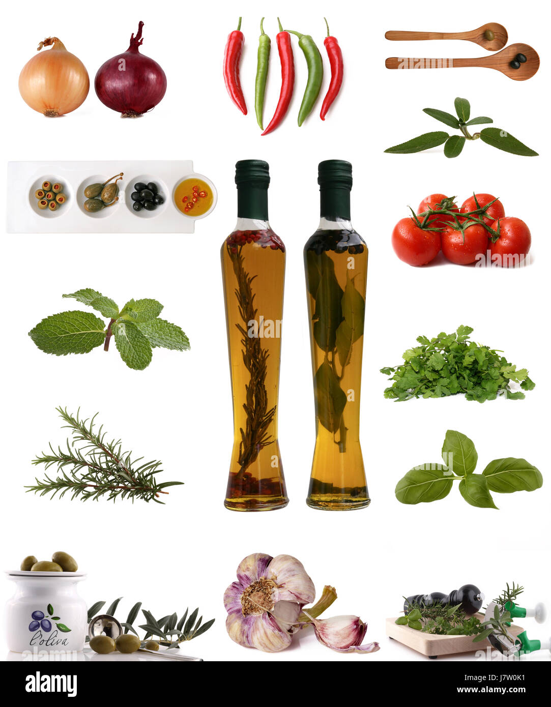vegetable olive oil olive food aliment pepper leaf spice isolated ...