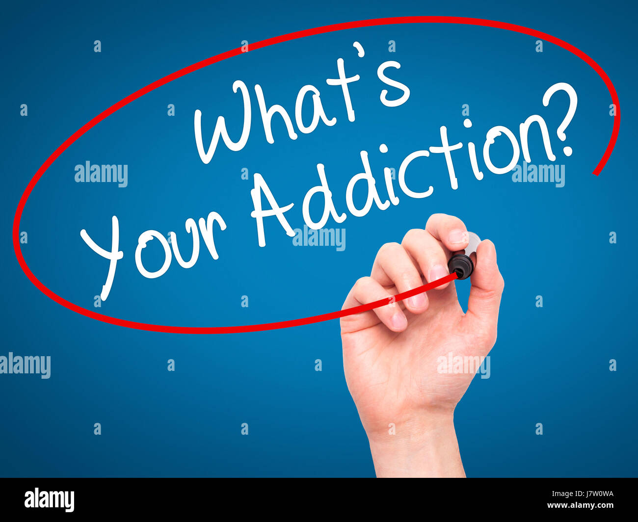 Man Hand writing What's your Addiction? with black marker on visual ...