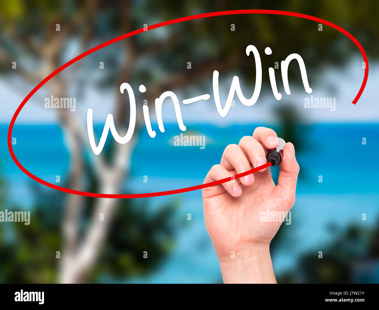 Man Hand writing Win-Win with black marker on visual screen. Isolated ...