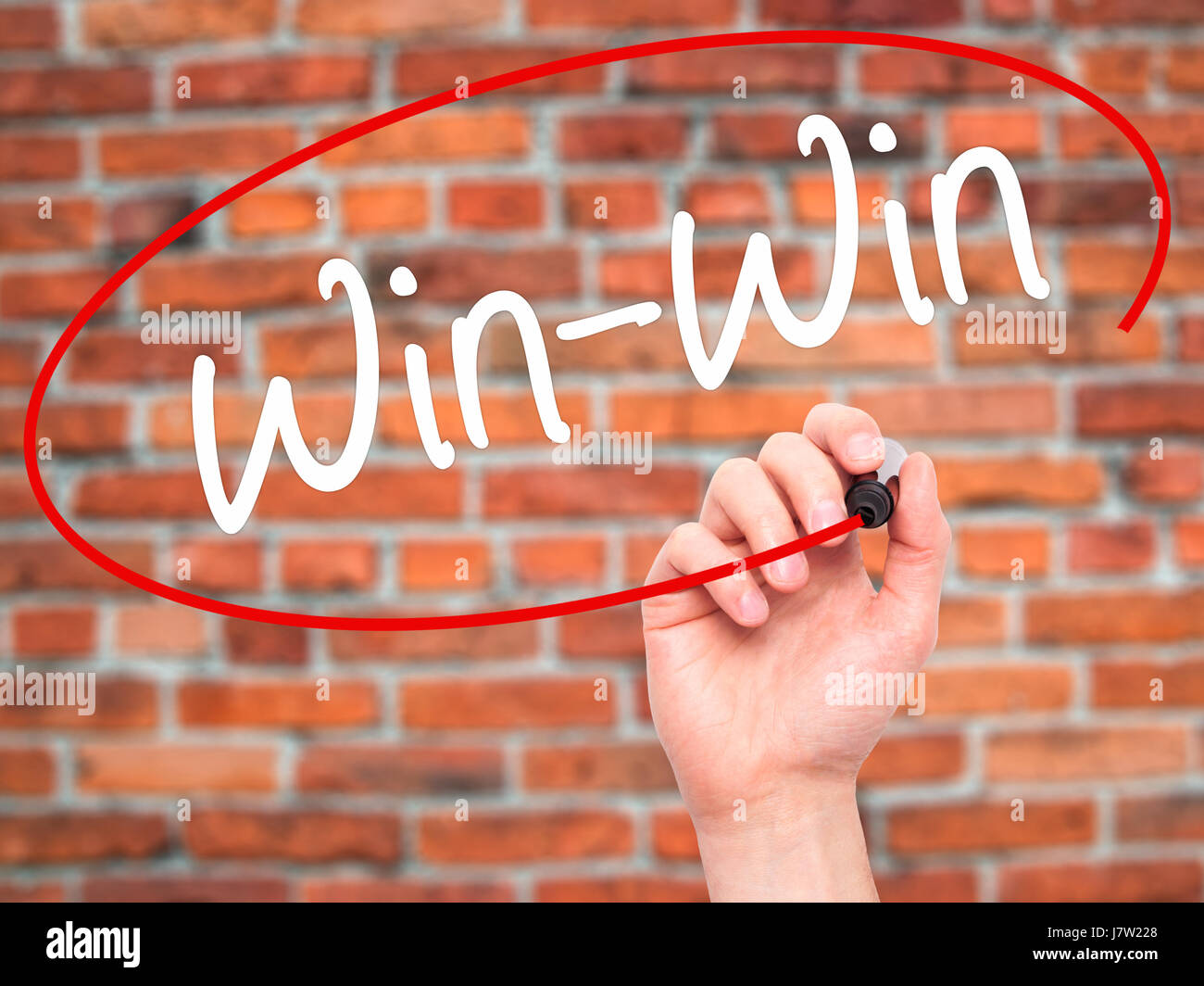 Man Hand writing Win-Win with black marker on visual screen. Isolated ...
