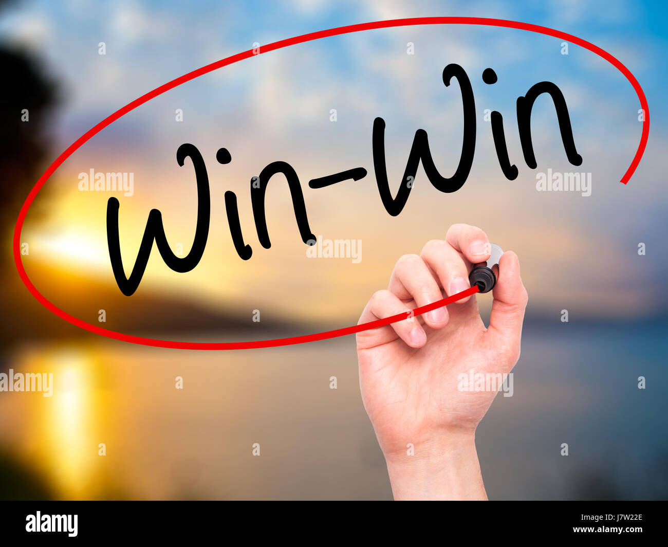 Man Hand writing Win-Win with black marker on visual screen. Isolated ...