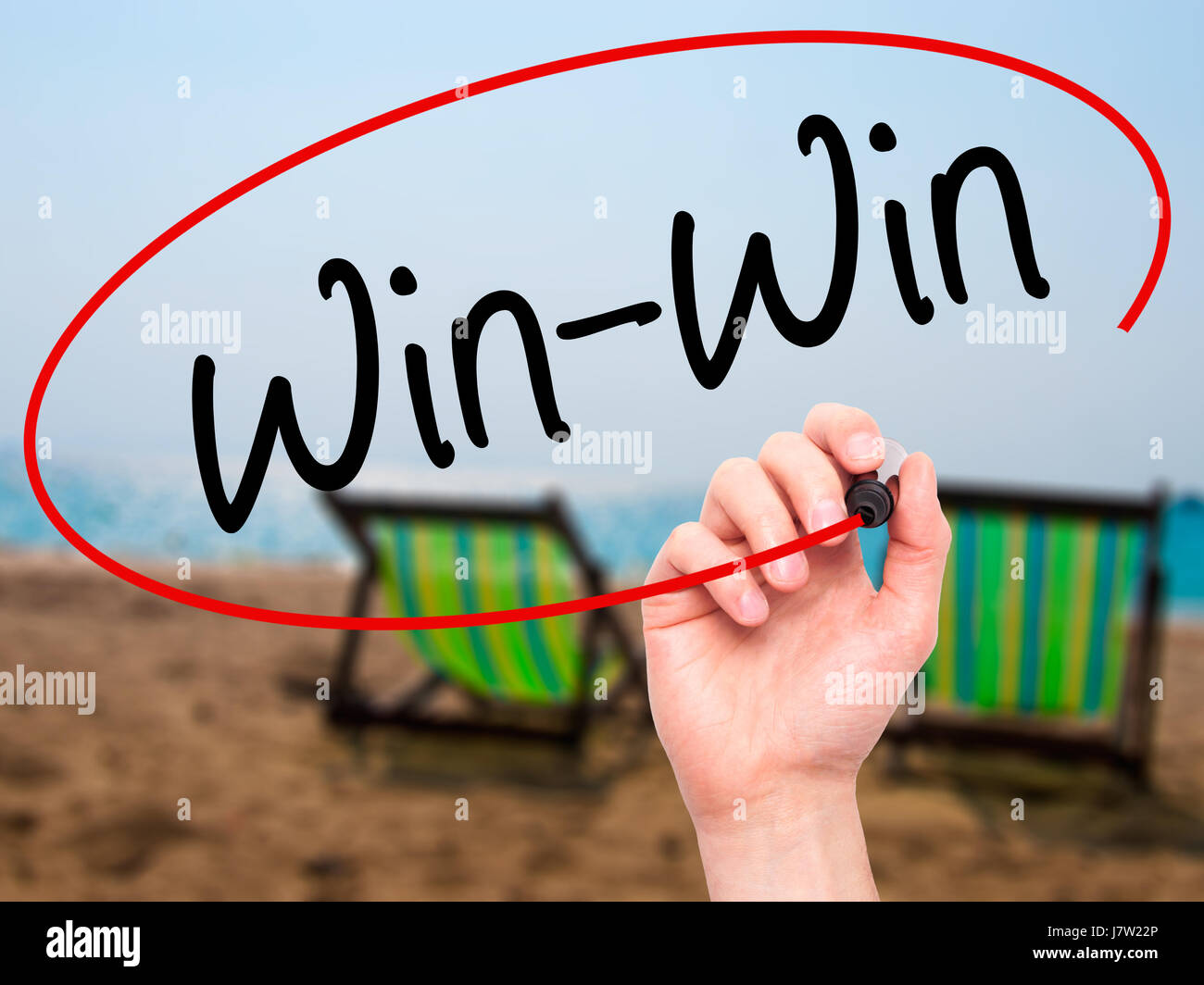 Man Hand writing Win-Win with black marker on visual screen. Isolated ...