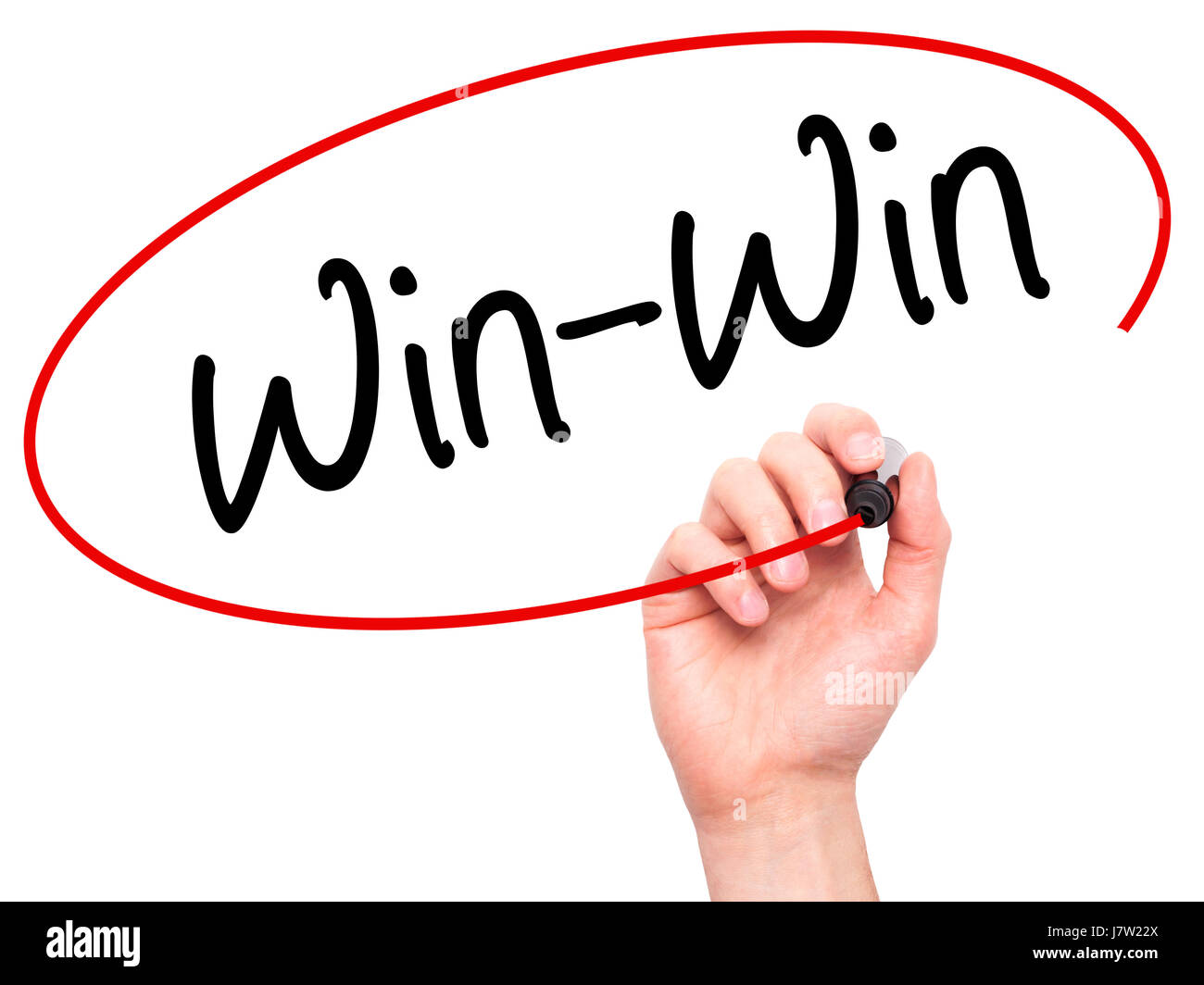 Man Hand writing Win-Win with black marker on visual screen. Isolated ...