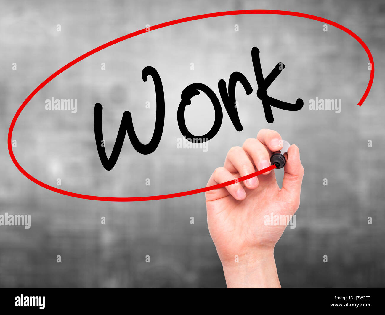 Man Hand writing Work with black marker on visual screen. Isolated on ...