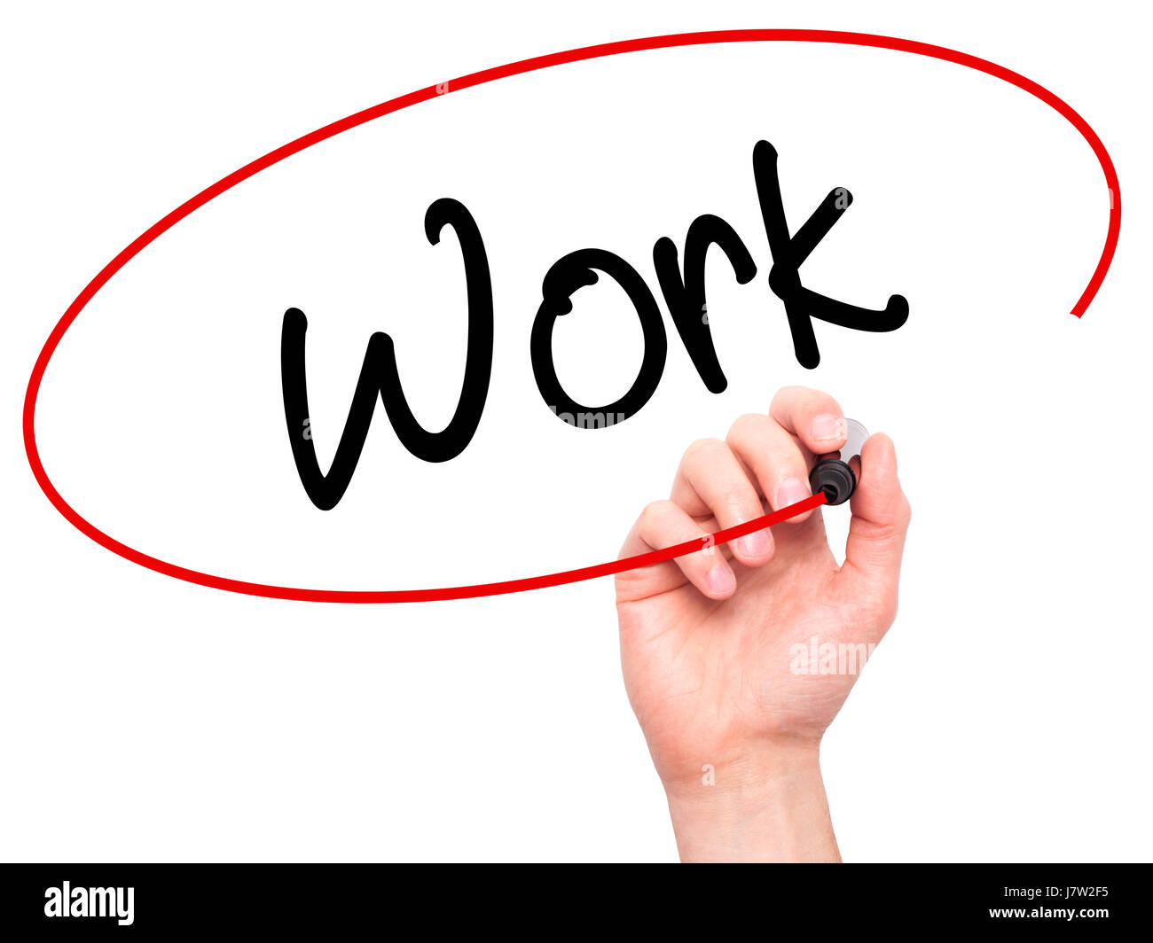 Man Hand writing Work with black marker on visual screen. Isolated on ...