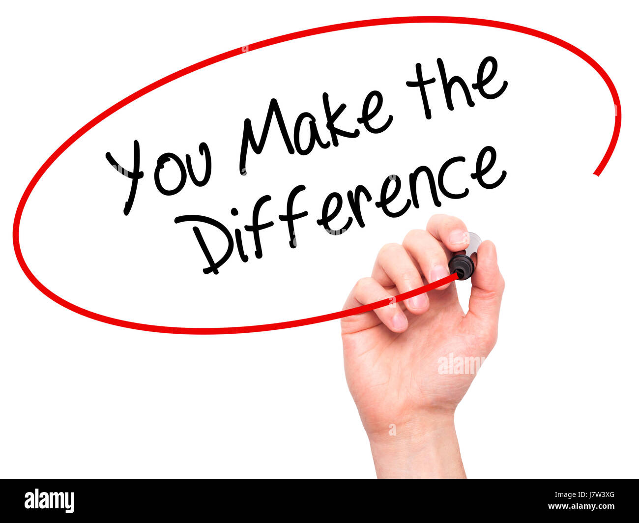 Man Hand writing You Make the Difference with black marker on visual ...