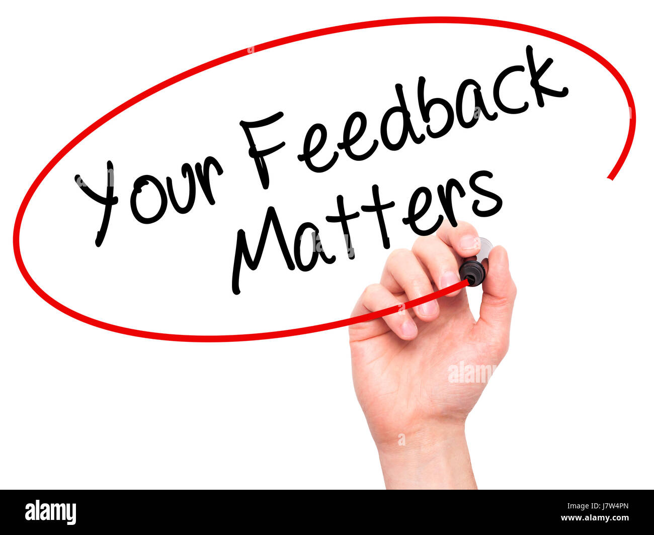 Man Hand writing Your Feedback Matters with black marker on visual ...