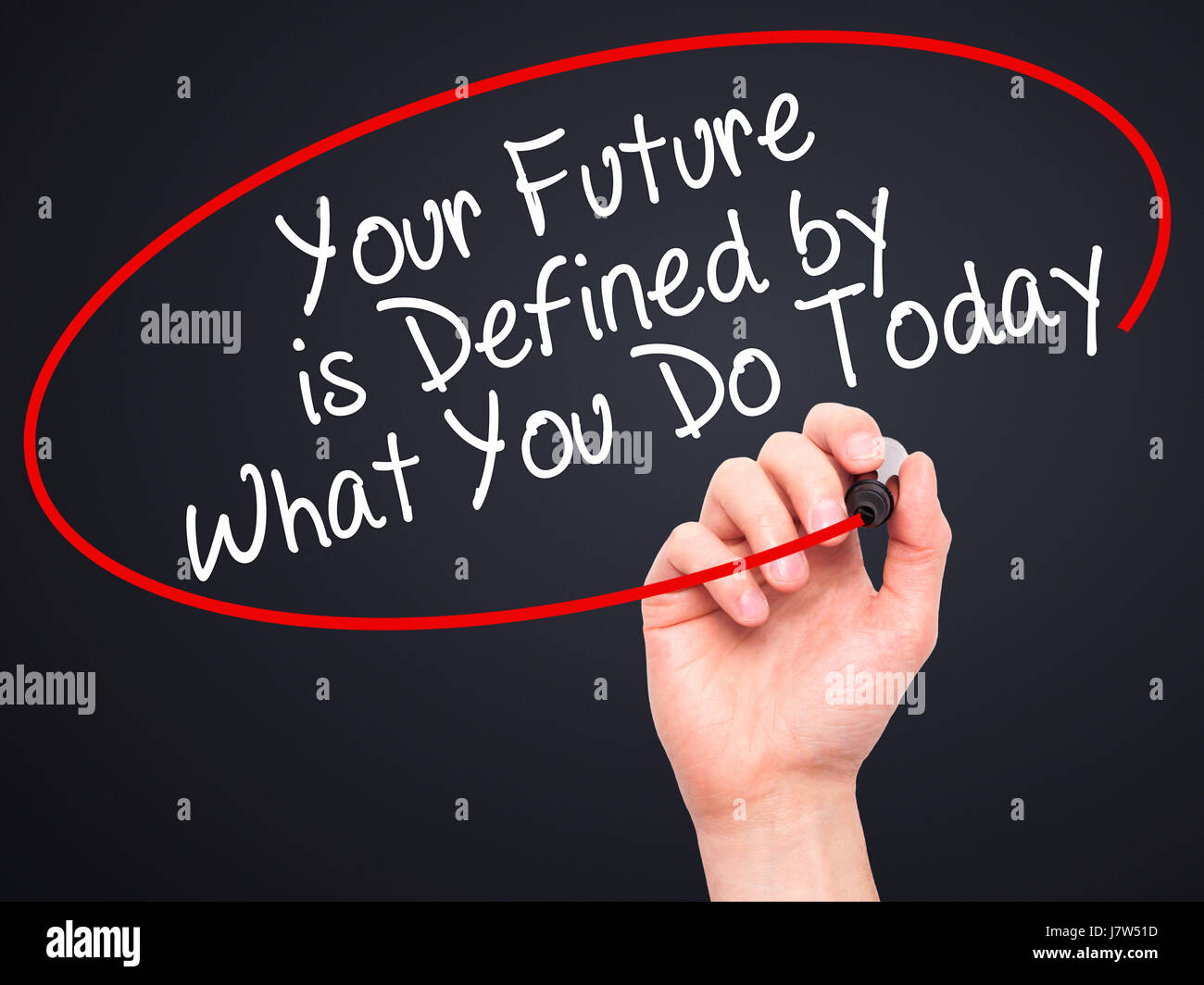 Man Hand writing Your Future is Defined by What You Do Today with black ...