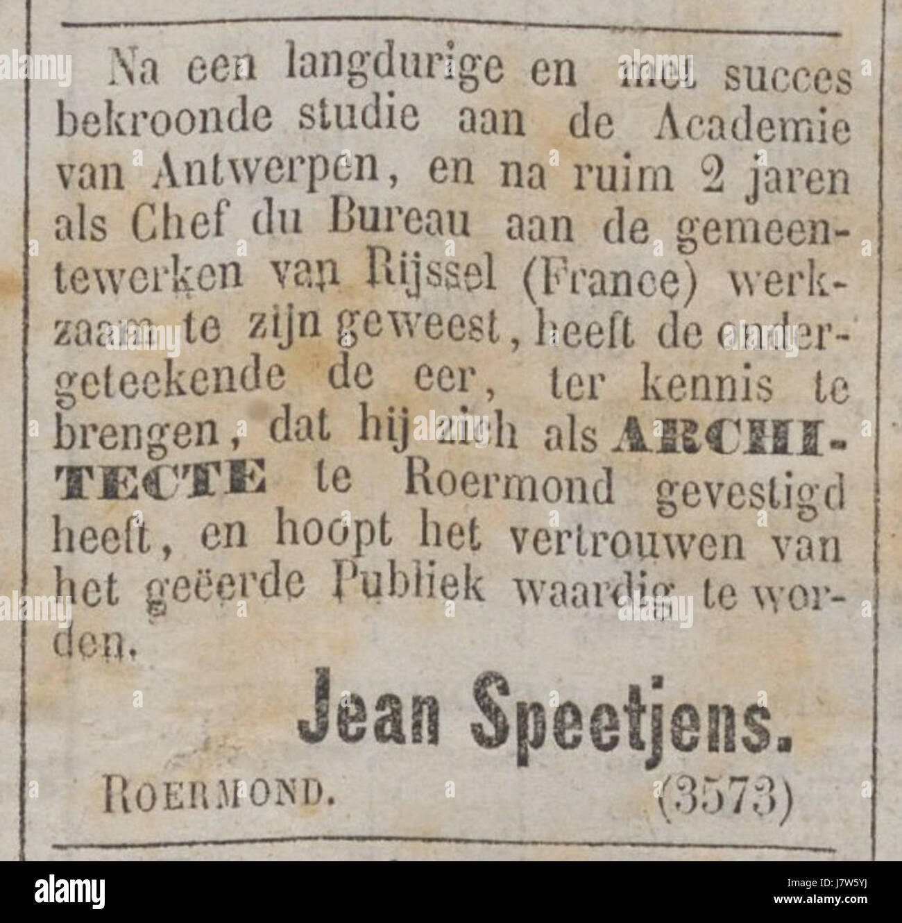 An advertisement from 'De Tijd' No 9985, a historical Dutch publication ...
