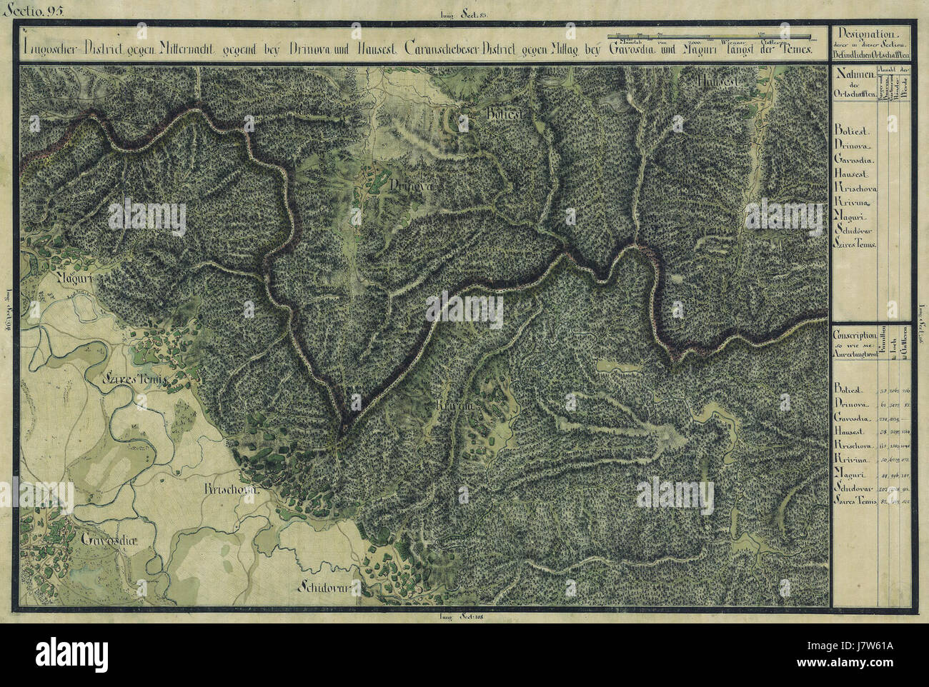 A detailed map of the Banat region, showcasing geographical features ...