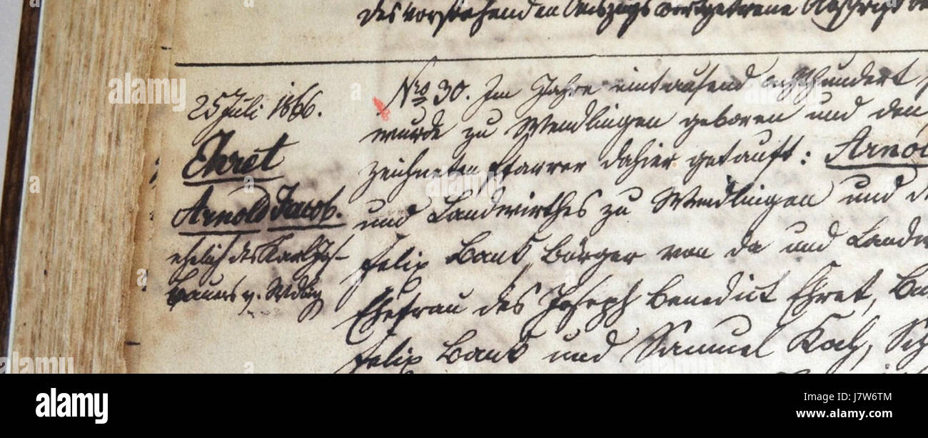 The 'Geburtsregister' (birth register) of Arnold Ehret provides ...