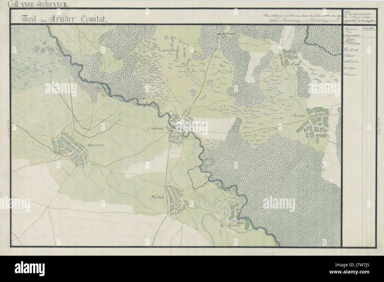 Map of Arad County, created between 1782 and 1785 during the ...