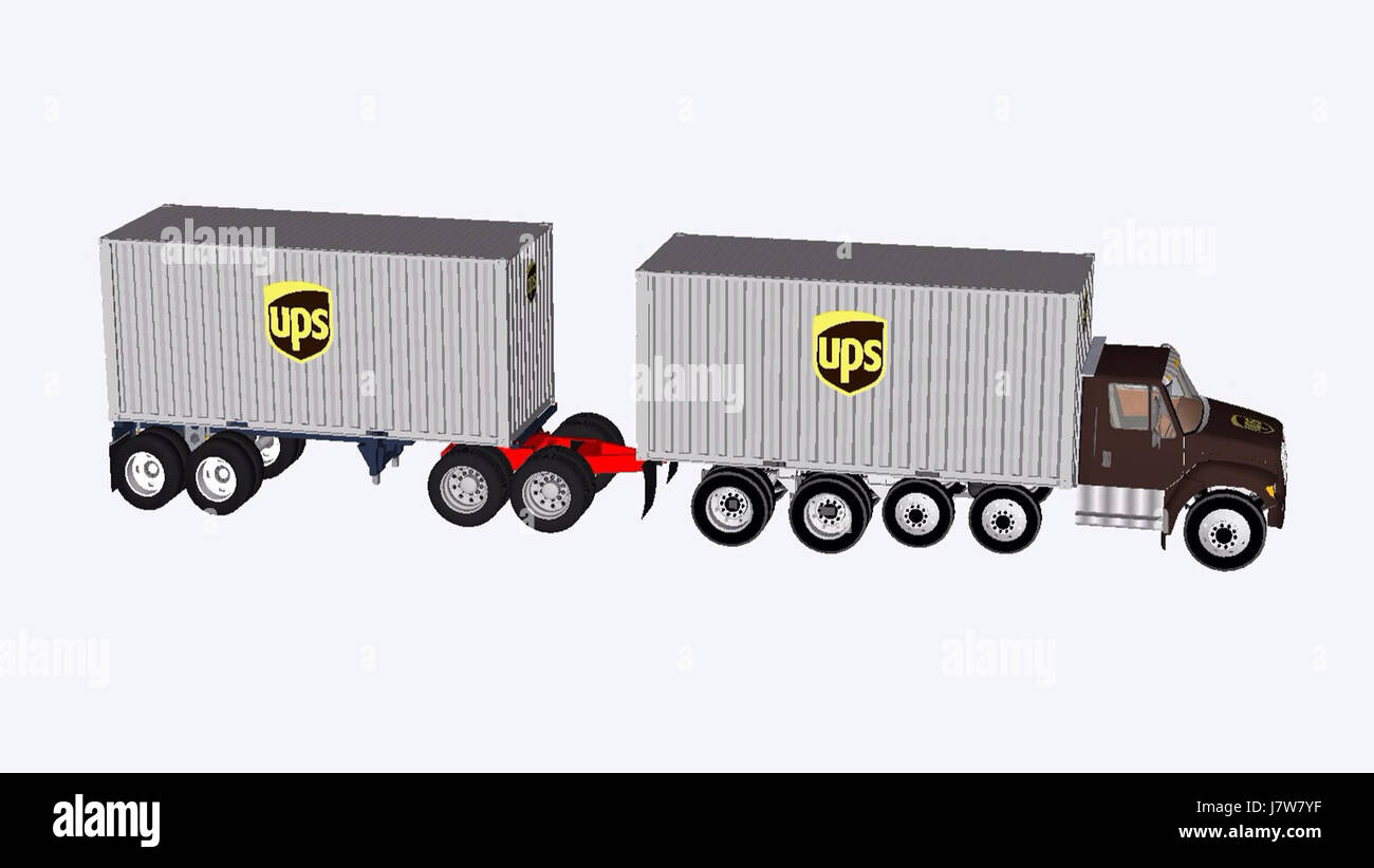 A 20-foot container straight truck paired with a 20-foot container ...