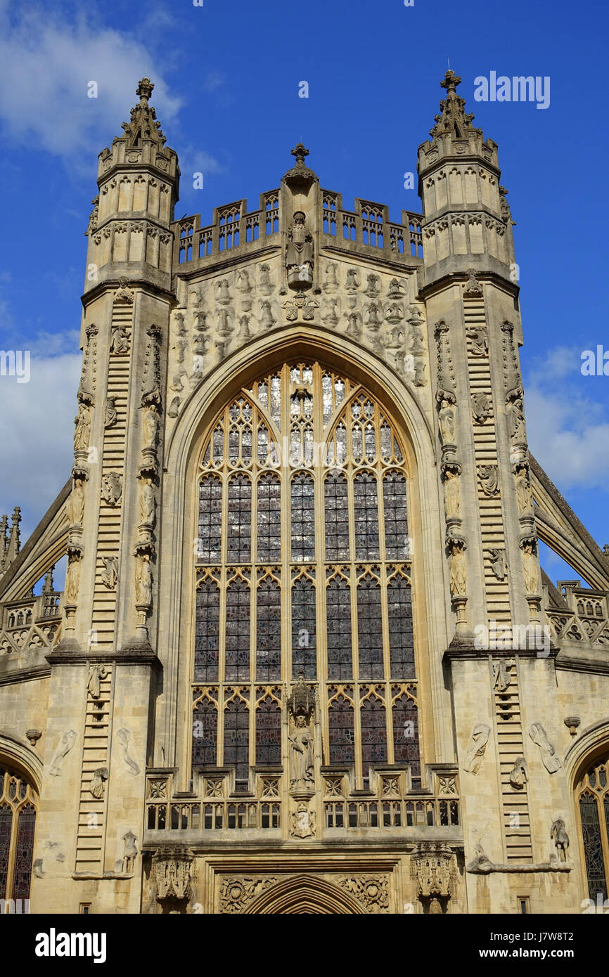Bath Abbey, located in Bath, England, is a historic church known for ...
