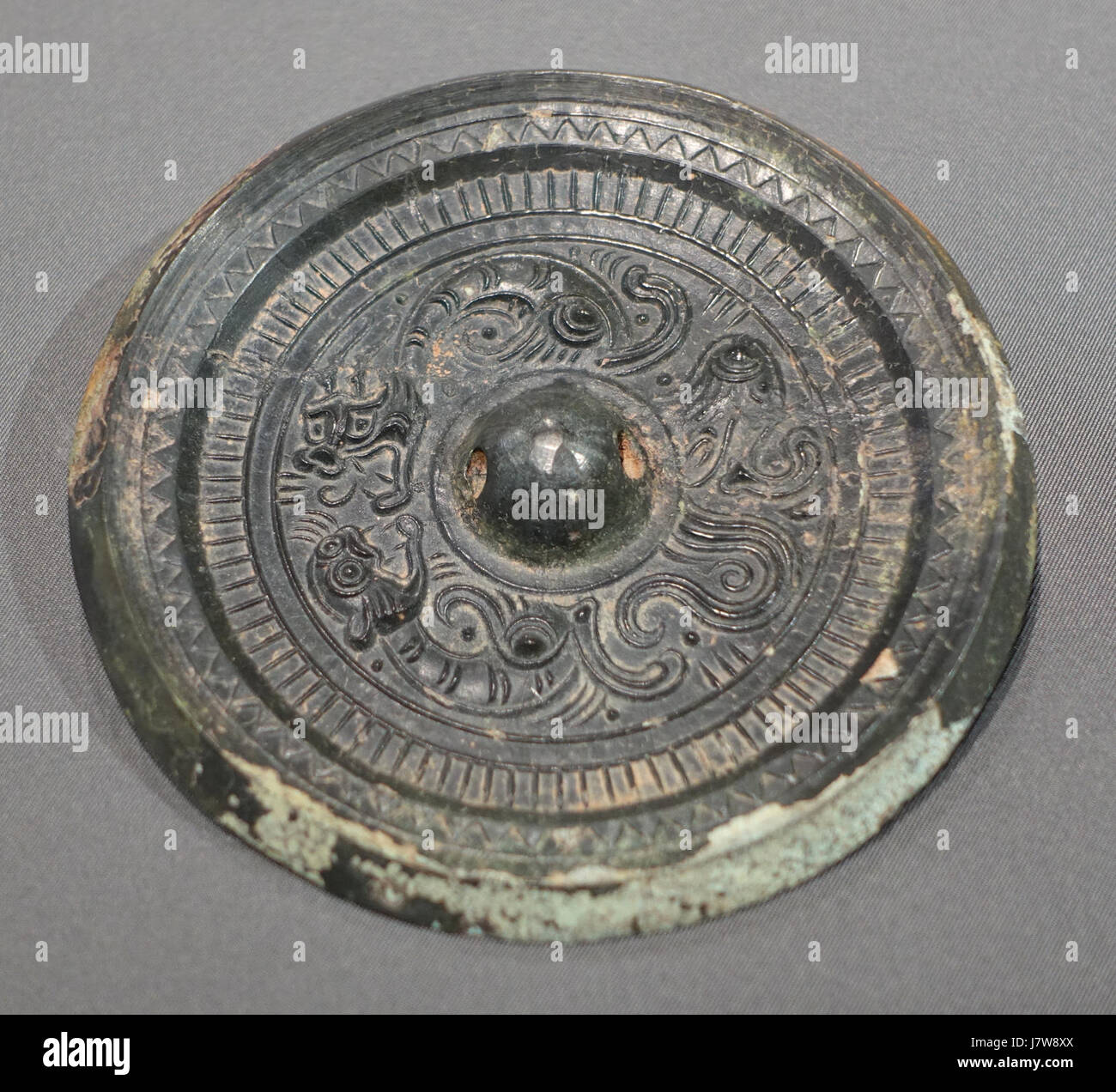 Bronze mirror with dragon and tiger motifs, Eastern Han dynasty, from ...