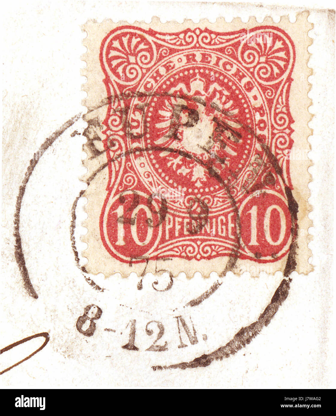 This stamp from the 1875 Reich series features a 10 Pfennig value ...