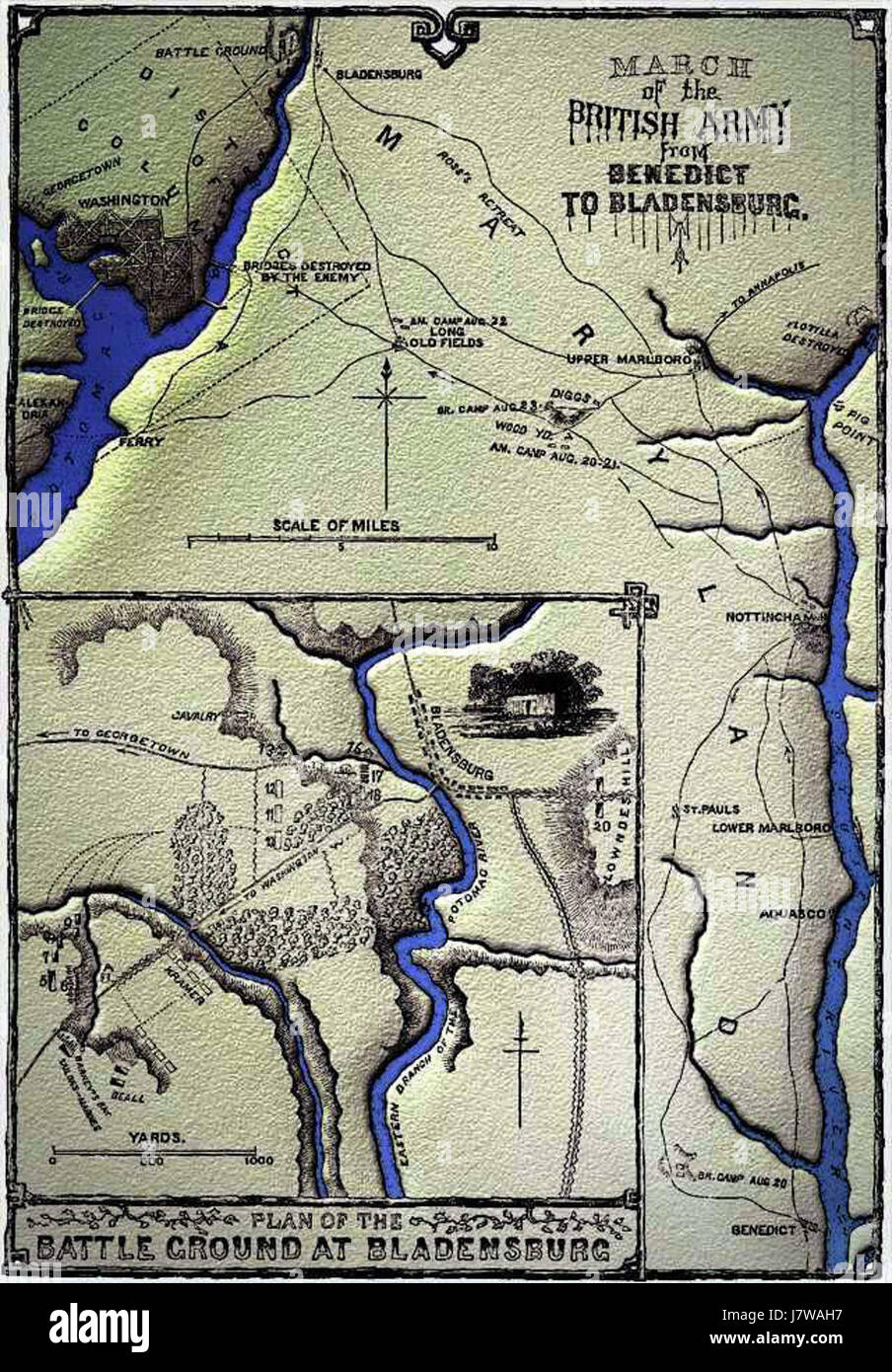 The British march from Benedict to Bladensburg on August 19, 1814 ...