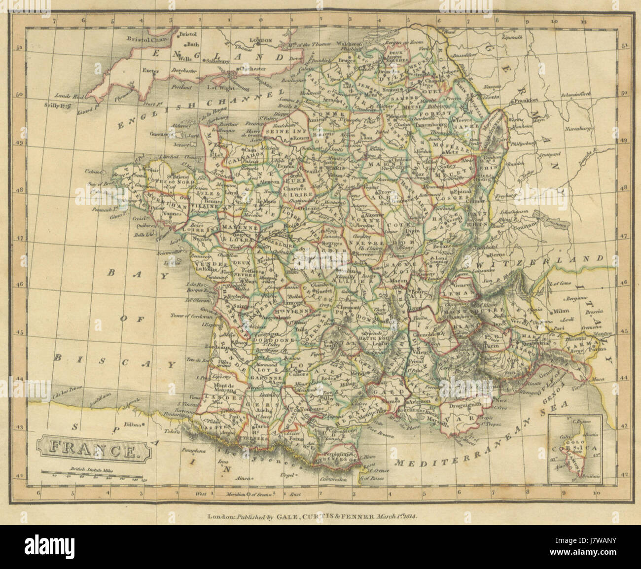 1814 map of france hi-res stock photography and images - Alamy