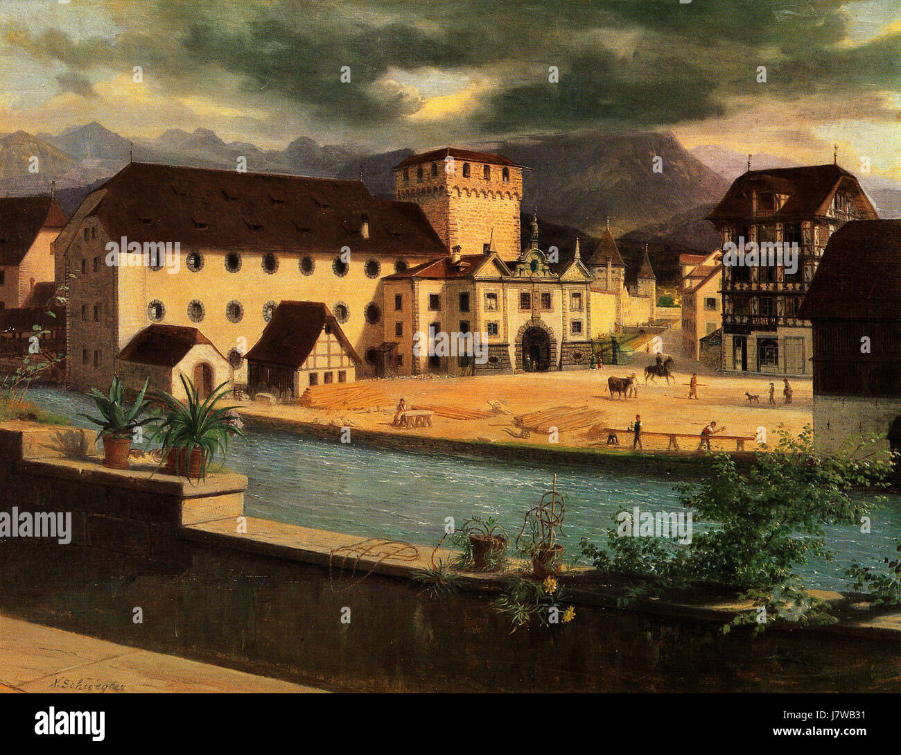 Das Baslertor, a historical city gate located in Basel, Switzerland ...