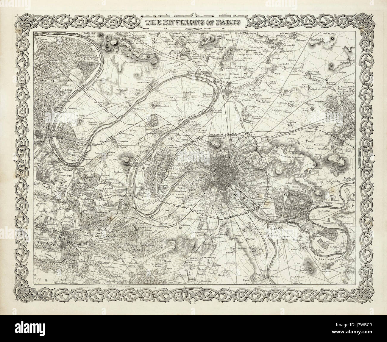 This 1866 map by Colton depicts the environs of Paris, showcasing the ...