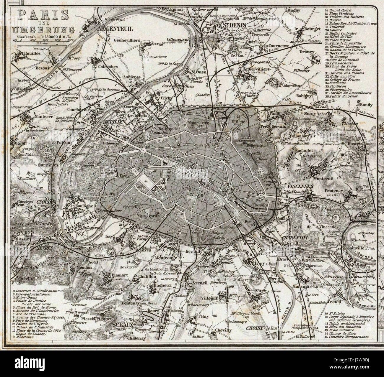 Paris map 19th century hi-res stock photography and images - Alamy