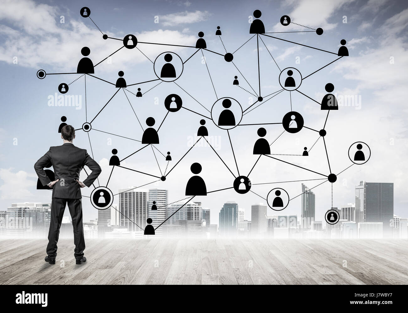 Social connection concept drawn on screen as symbol for teamwork Stock ...