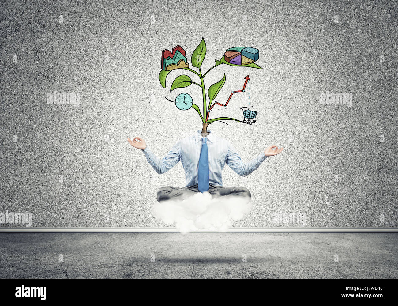 Headless businessman meditating Stock Photo - Alamy