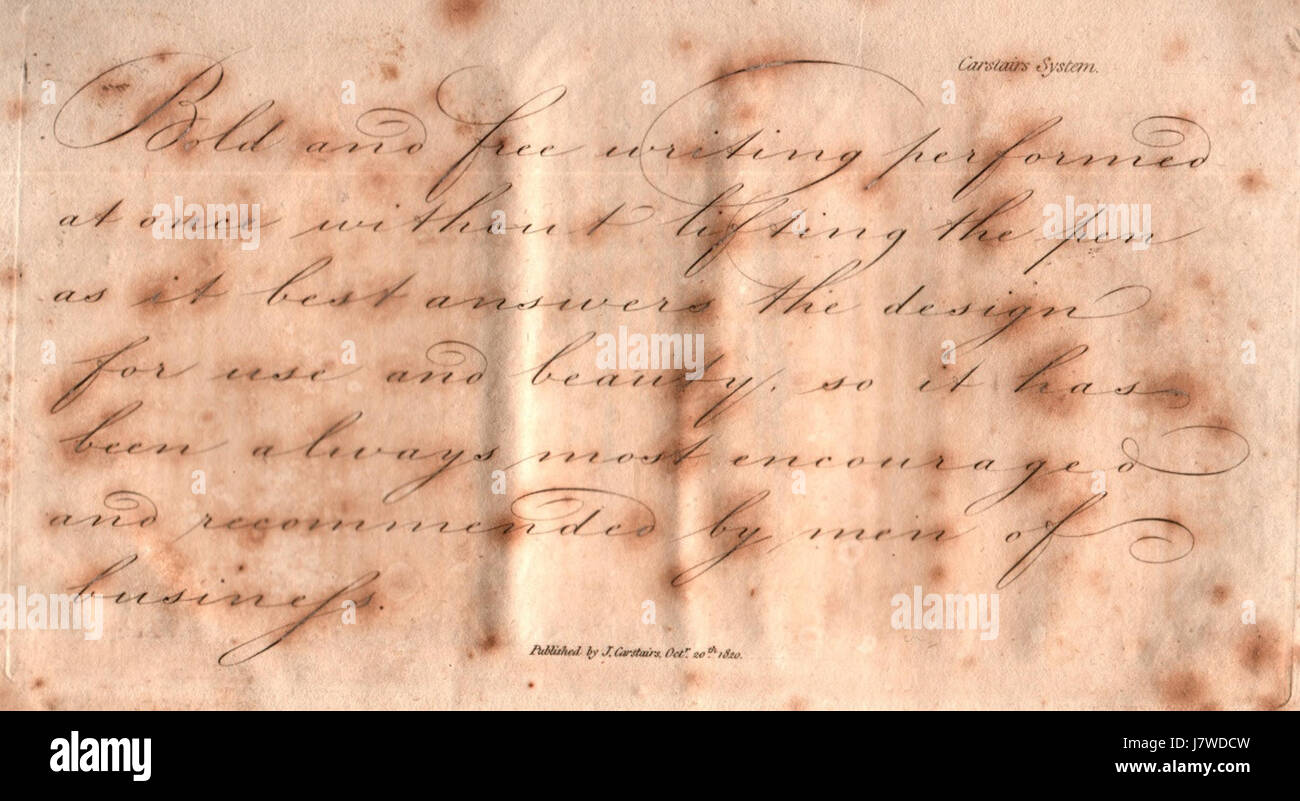 A 1820 manuscript showcasing Joseph Carstairs' bold running hand script ...
