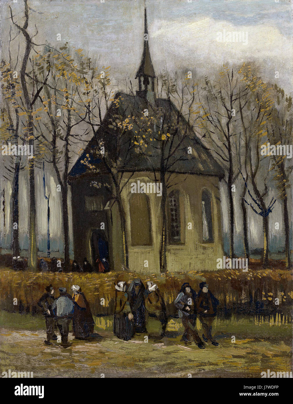 This painting by Vincent van Gogh depicts a congregation leaving a ...